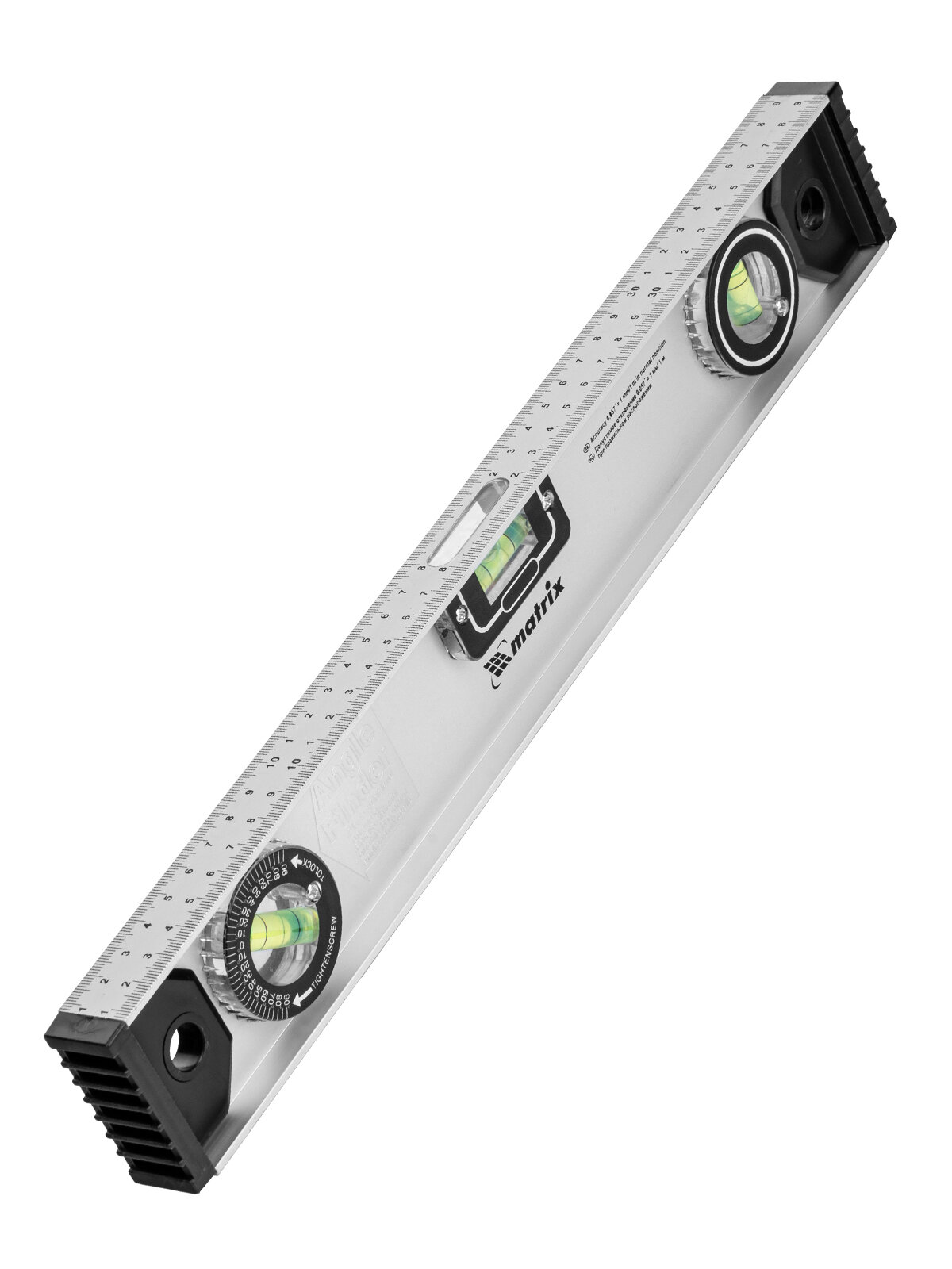 Уровень алюминиевый "Рельс", 400 мм, 3 глазка (1 поворотный)// Matrix