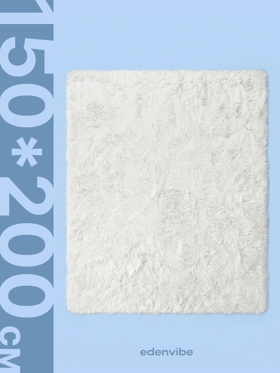 Ковер на пол шегги с длинным ворсом 150х200, Edenvibe, цвет белый, прямоугольный