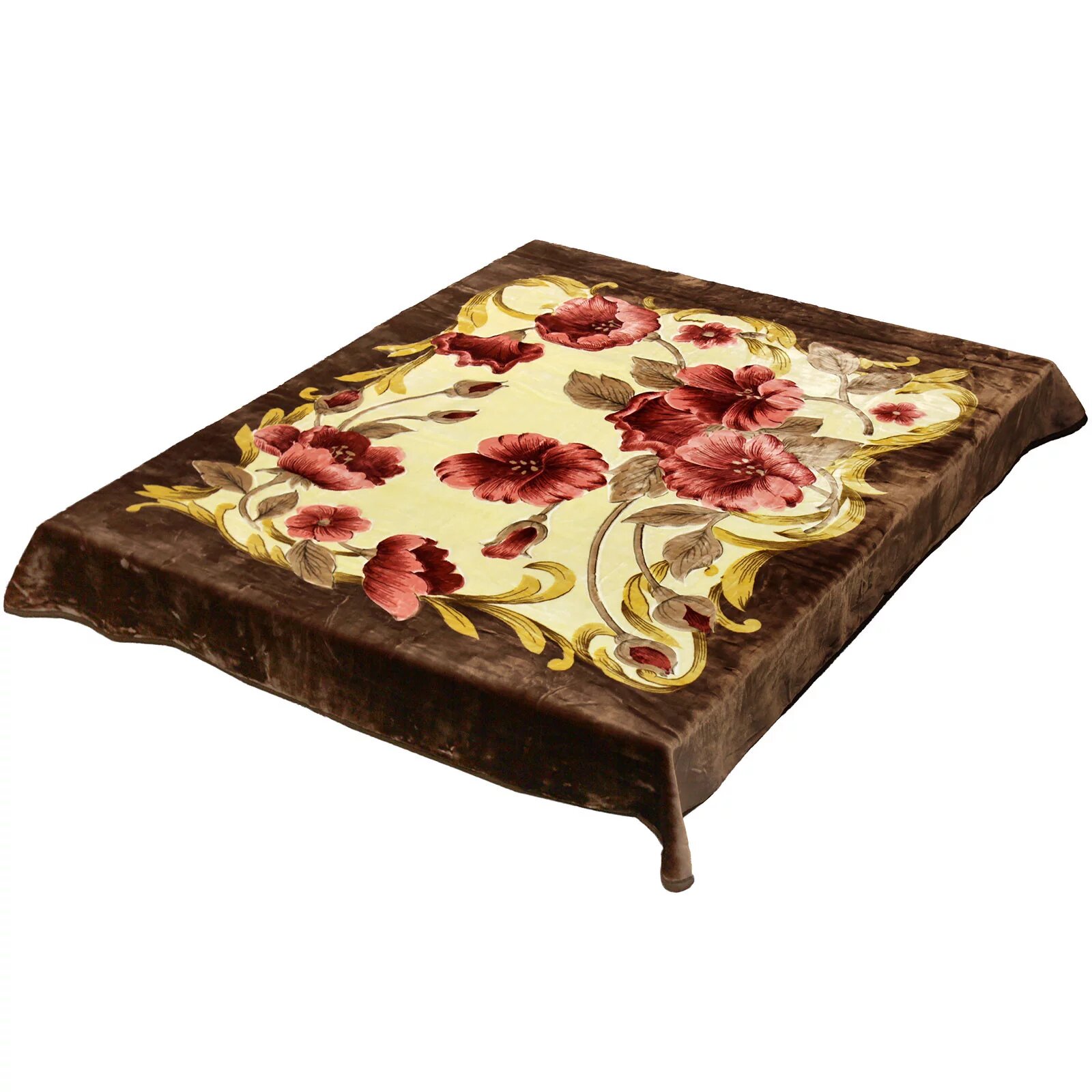 Пледы и покрывала Smoon Плед стриженый "Пион" коричневый 200x240 евро Смун