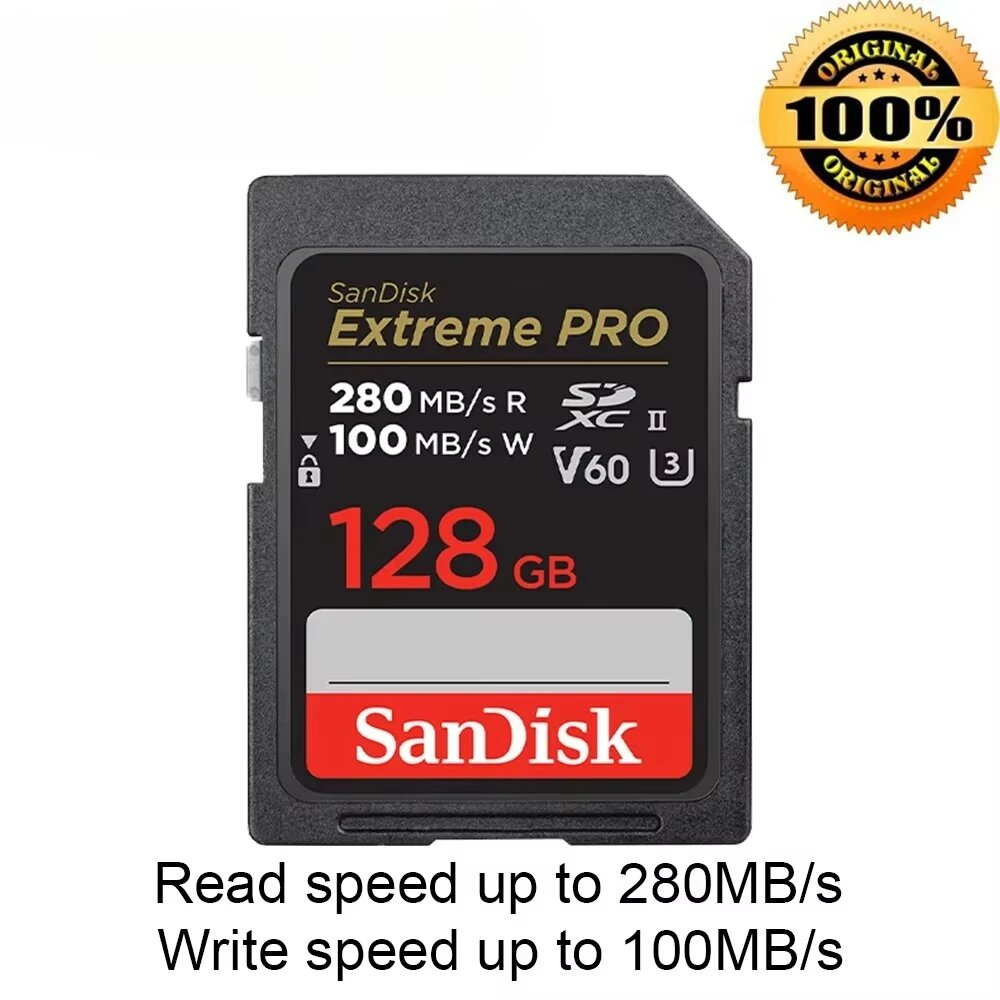 SD-карта SanDisk Extreme pro UHS-II для камер DSLR 4K 6K — 64 ГБ, 128 ГБ, 256 ГБ, 512 ГБ, высокоскоростная карта памяти U3 C10 V60, 280 МБ/с