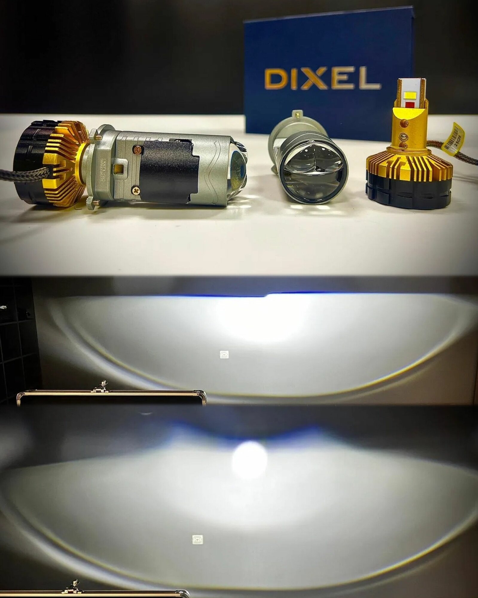 Мини линзы H4 DIXEL для ВАЗ 2113 2114 2115, с электро шторкой Диксель Double Laser / Ближний - Дальний / Светодиодные Модули