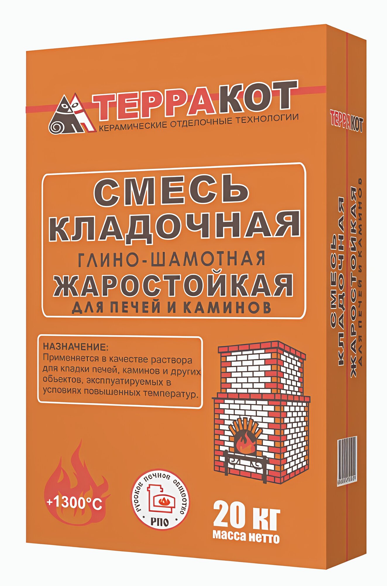 Терракот раствор кладочный огнеупорный для печей и каминов (20кг)
