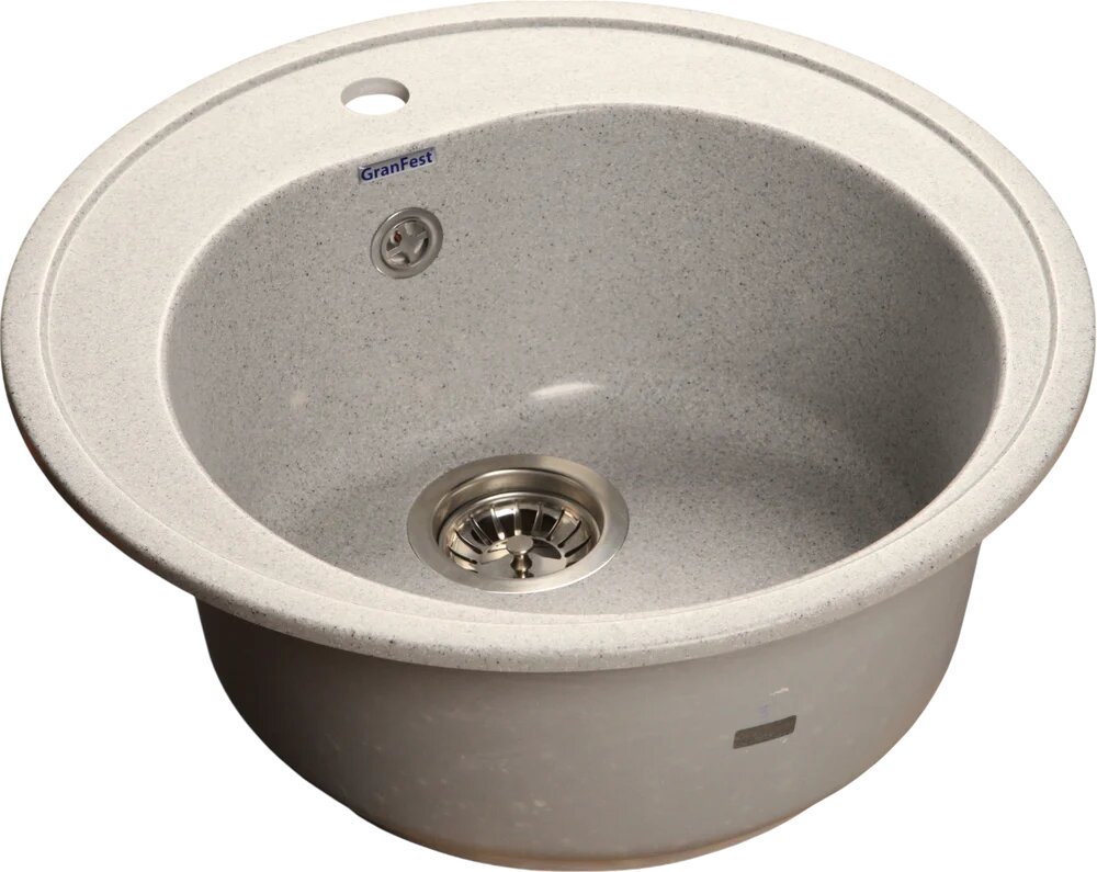 Мойка кухонная GranFest Rondo GF-R510 мраморная, 51x51, круглая, мойка для кухни, серая, российская