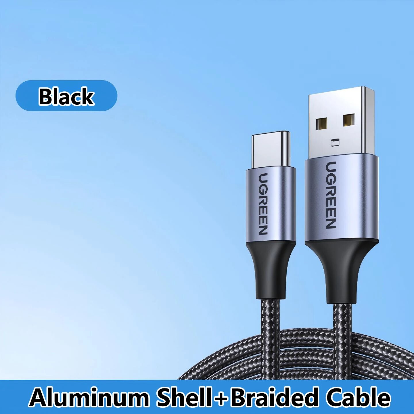 Кабель UGREEN USB Type-C - USB черный, 25 см