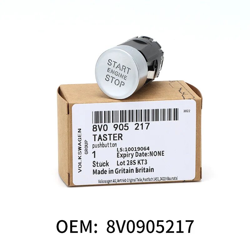8K0905217A подходит для Audi A4L A5 Q5 RS5 S5, кнопка включения зажигания с одним ключом