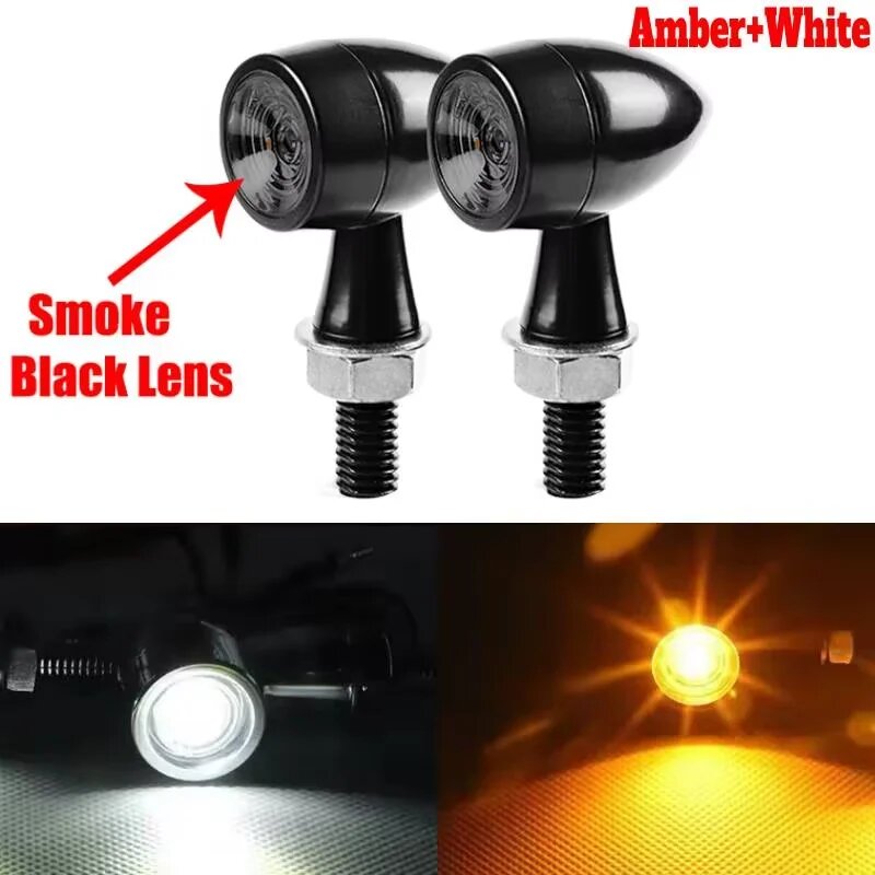 Светодиодные поворотники Bullet, черные, 2x Amber White-smoke