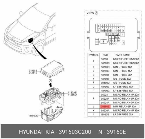 Реле 12в 1.5а Hyundai / Kia (Mobis) 391603C200