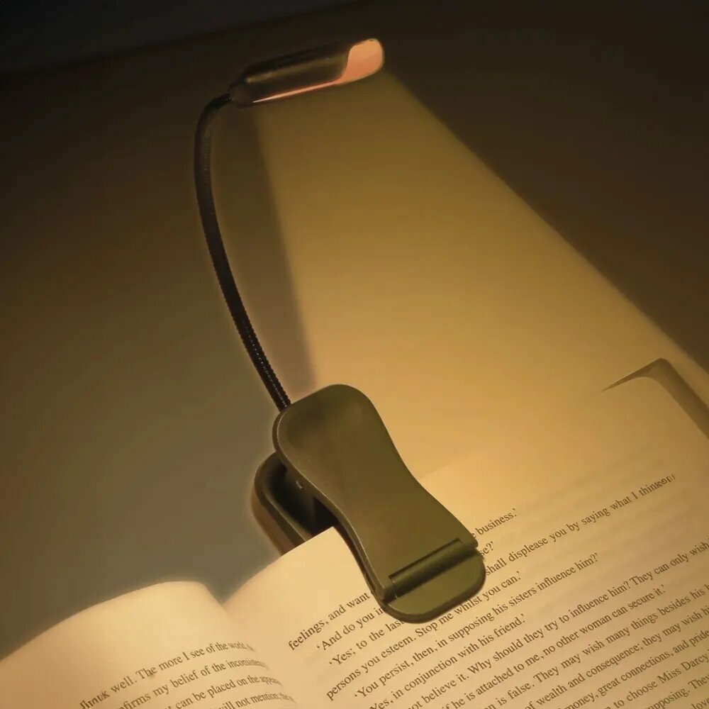 Glocusent, Лампа для чтения на прищепке, Фонарик для книги, USB-светильник, Подсветка, Светильник, Ночник, Мини