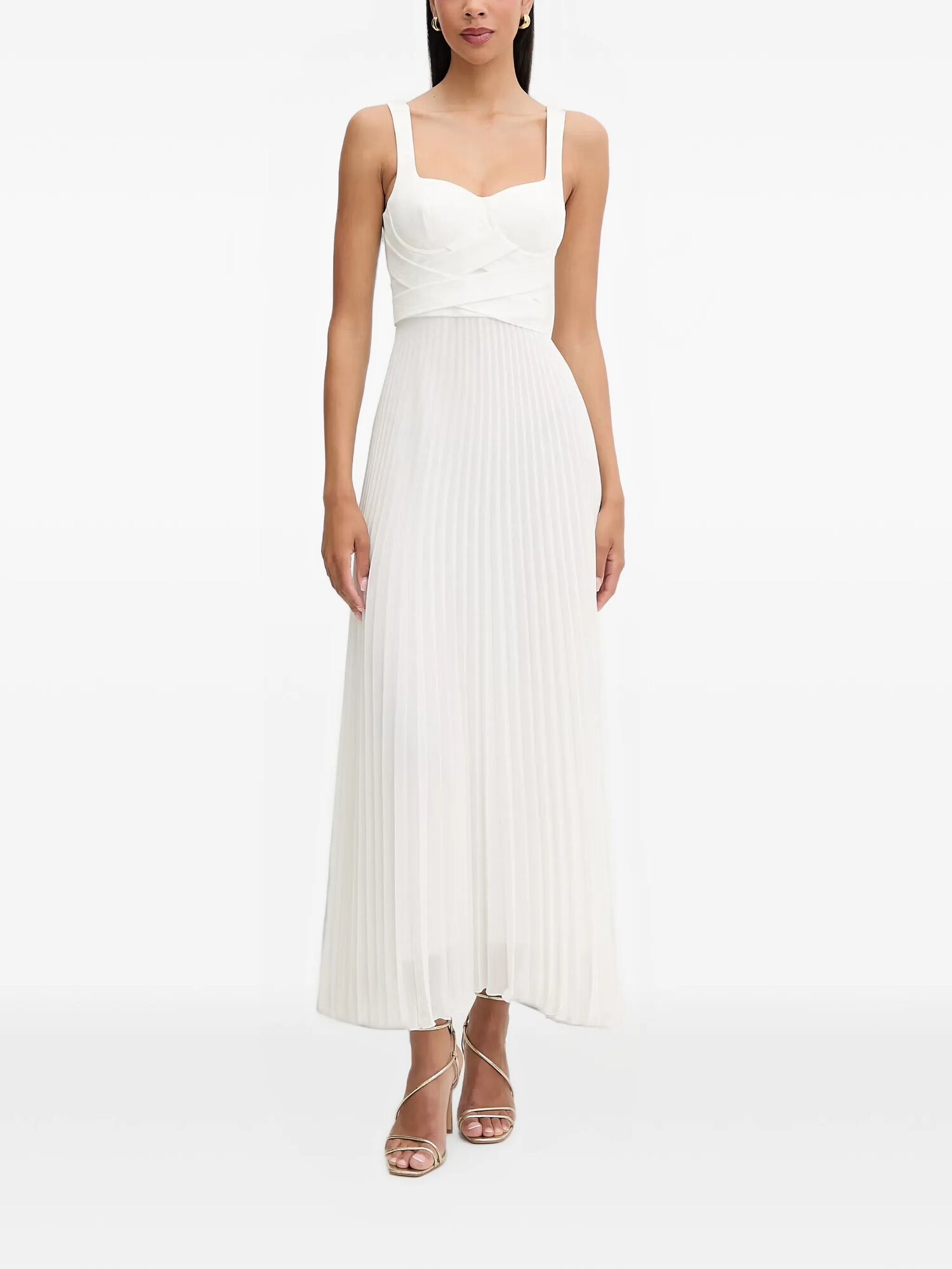 Платье PATRIZIA PEPE Pleated maxi dress, размер 40, белый — фото 1