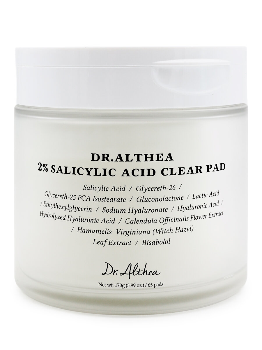 Dr. Althea Отшелушивающие тонер-пэды с салициловой кислотой 2% Salicylic Acid Clear Pad 65 шт, 170 г