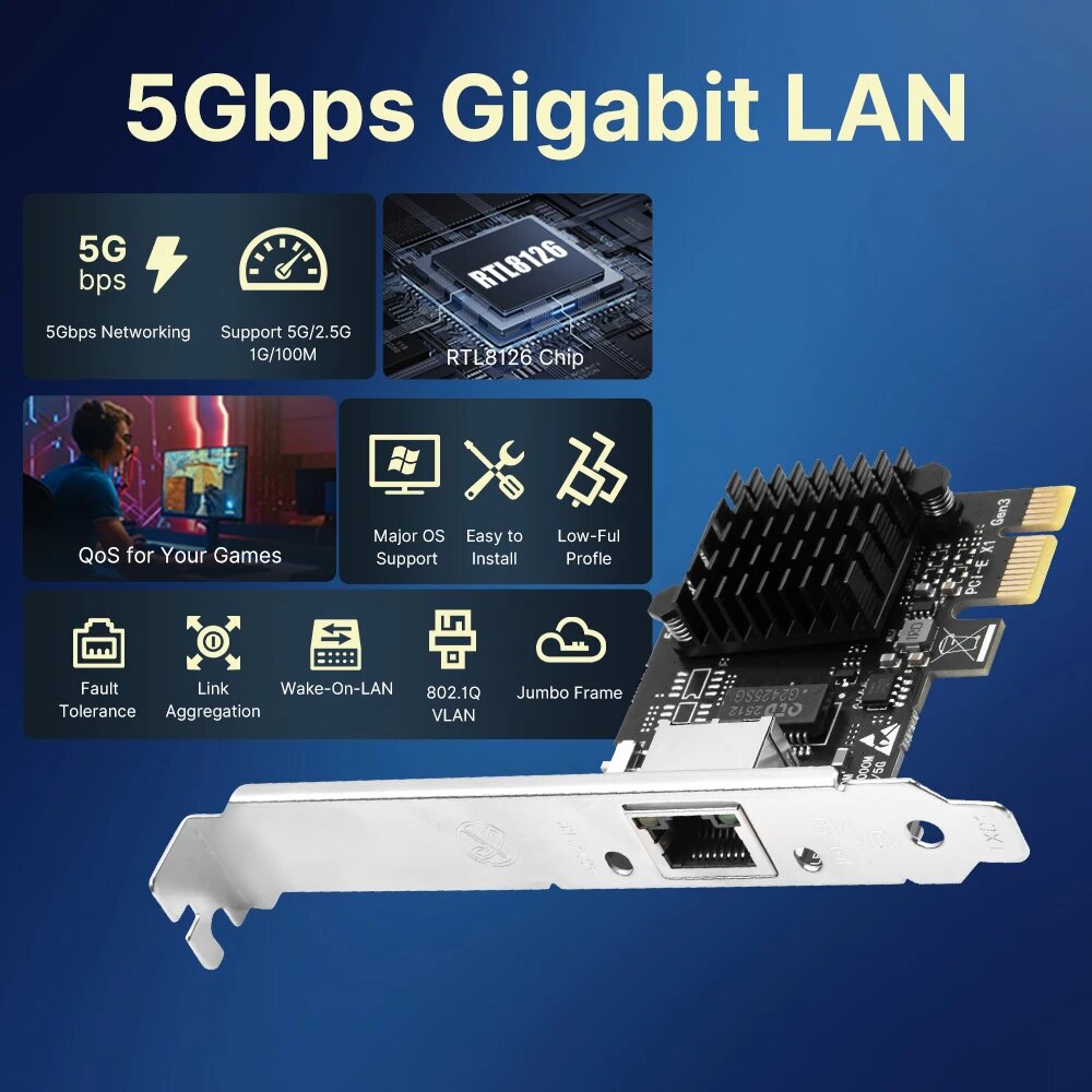 Fenvi сетевая карта 5Gbps PCIE-RJ45