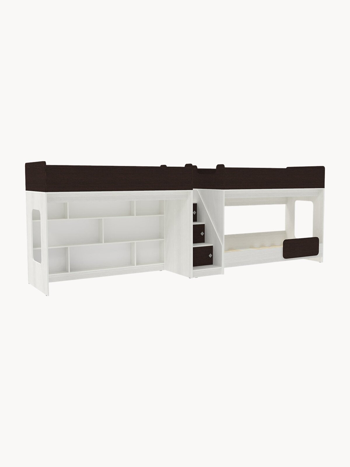 Трехъярусная кровать Л 43.4.2 Белое дерево - Венге
