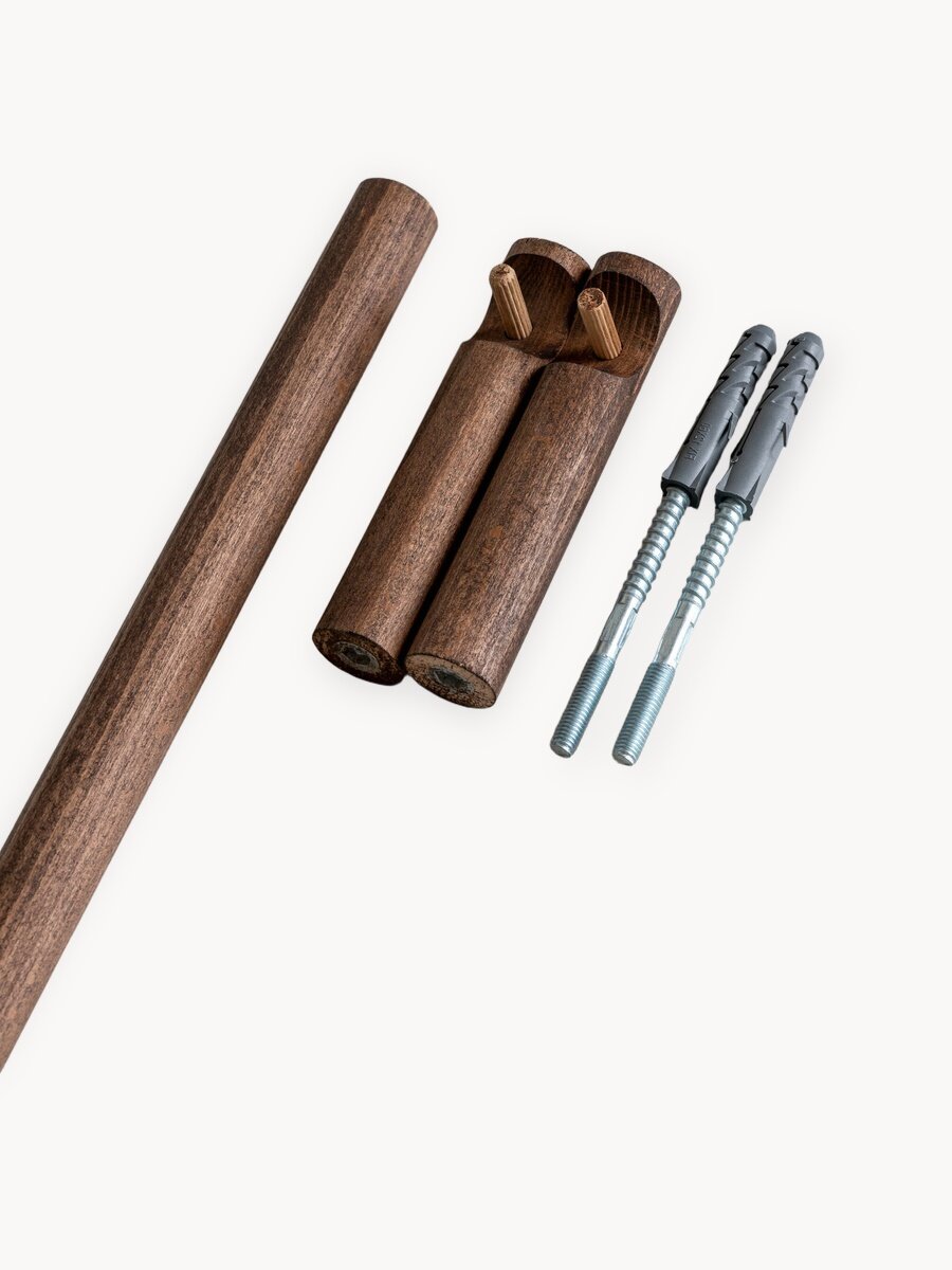 Карниз для штор деревянный однорядный Loft круглый, 1500 мм, цвет марсала, Varman.pro