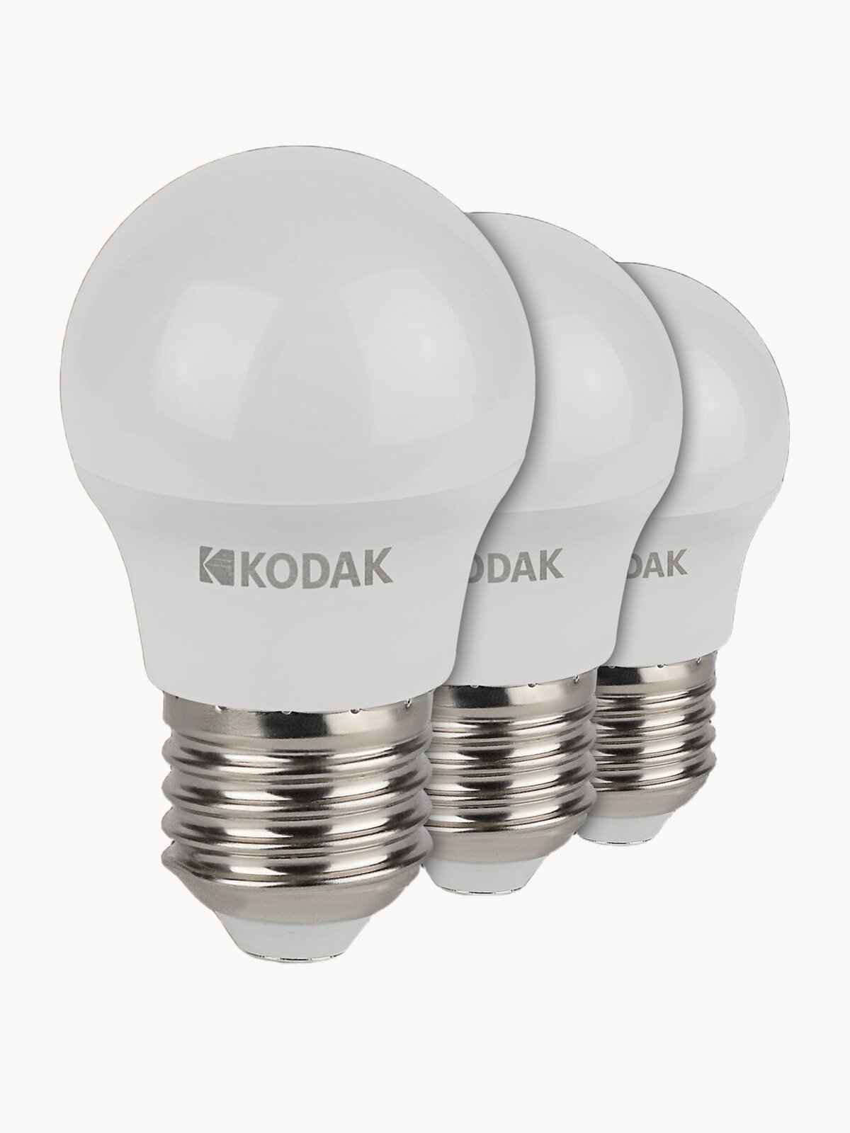 Лампочка светодиодная KODAK LED Е27 7 Вт P45 шар 3000К теплый белый свет набор 3 штуки