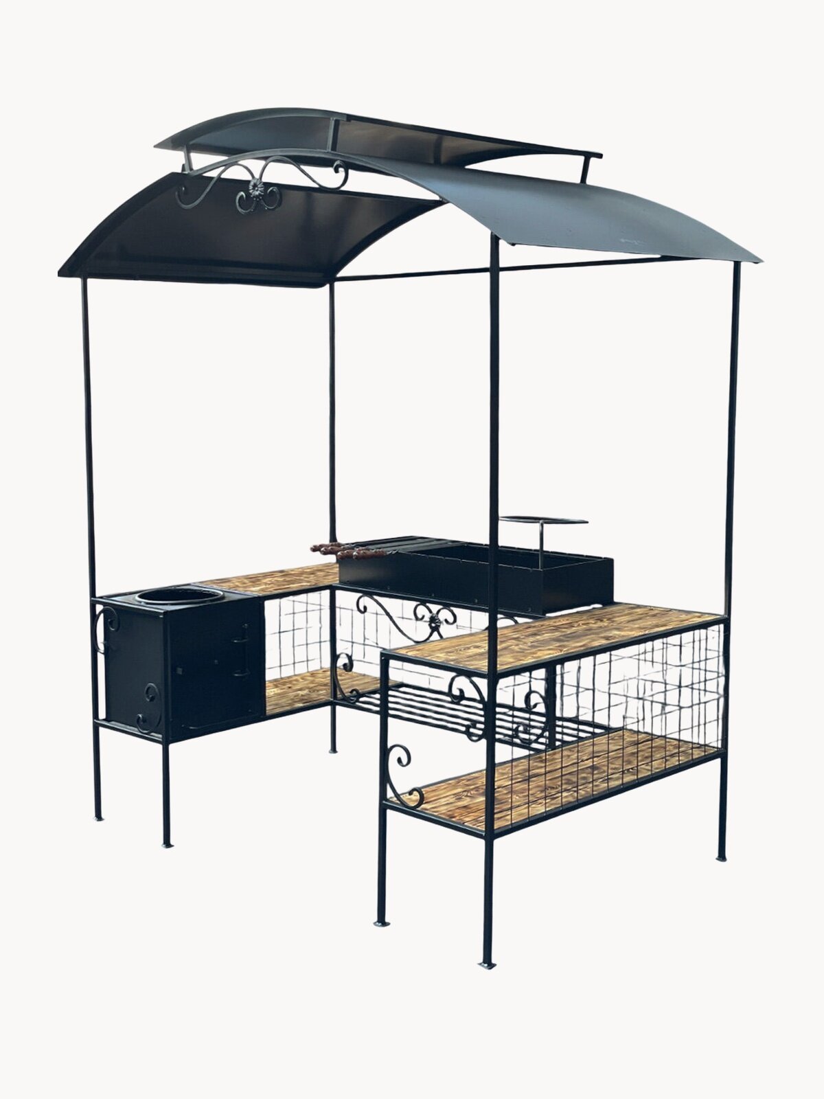 Мангальная беседка "Классик" с печью и жаровней, с дровницей