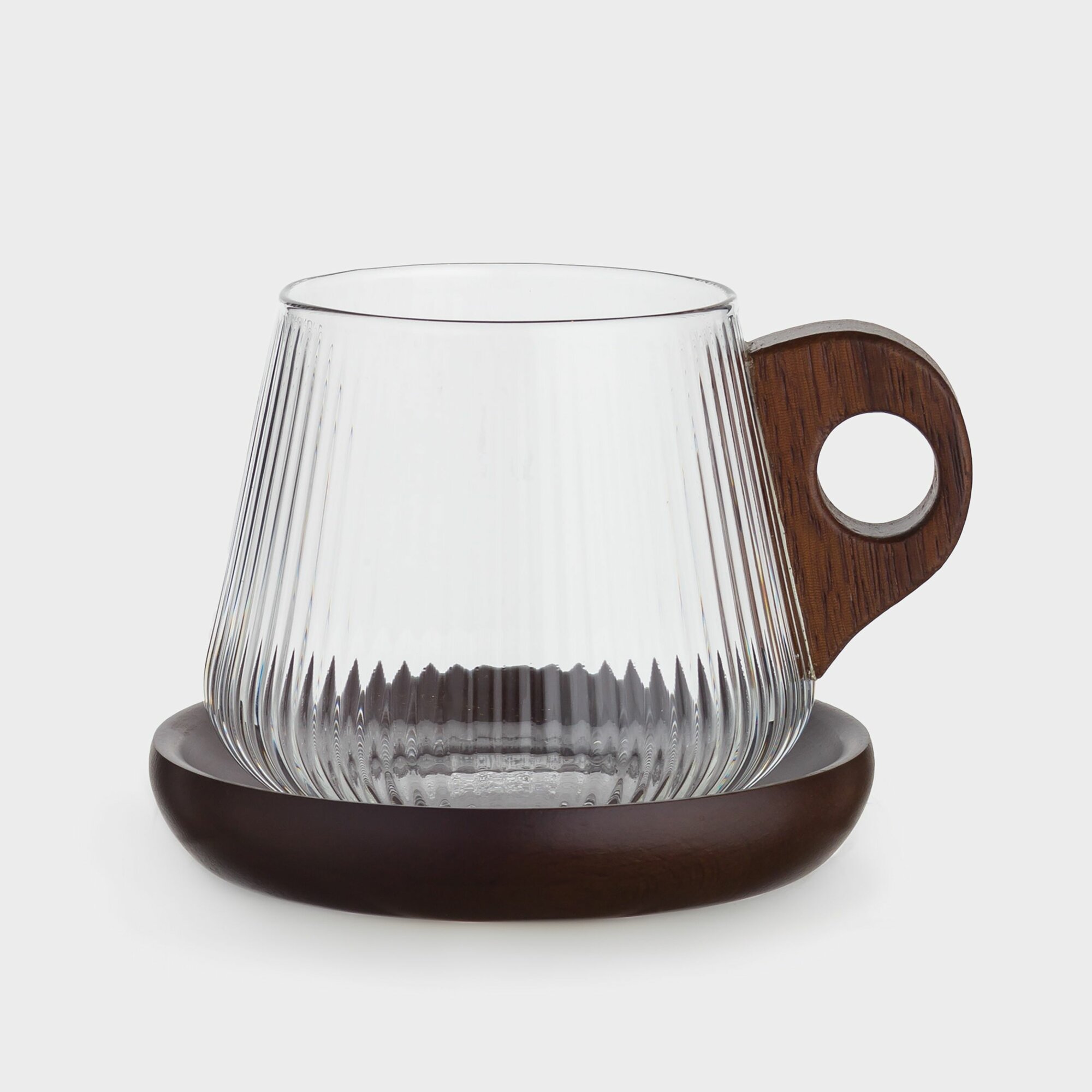 Кружка Kuchenland, 460 мл, на подставке, стеклянная Б/дерево, Ribby