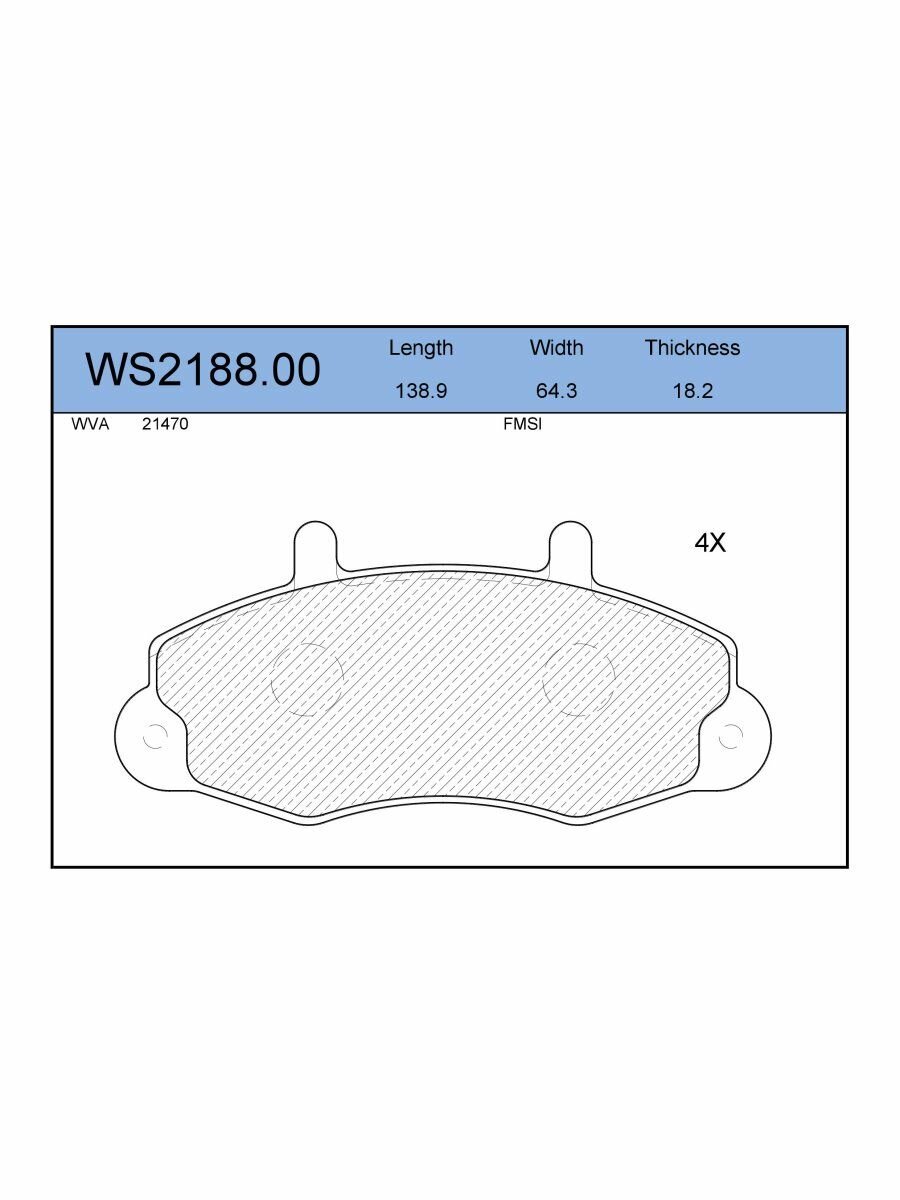 Колодки тормозные дисковые JEENICE WS2188.00 перед для FORD