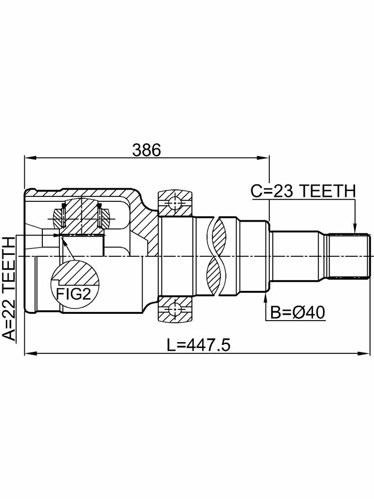 Шрус внутренний правый 22x40x23 FORD 2111-CB8 FEBEST.