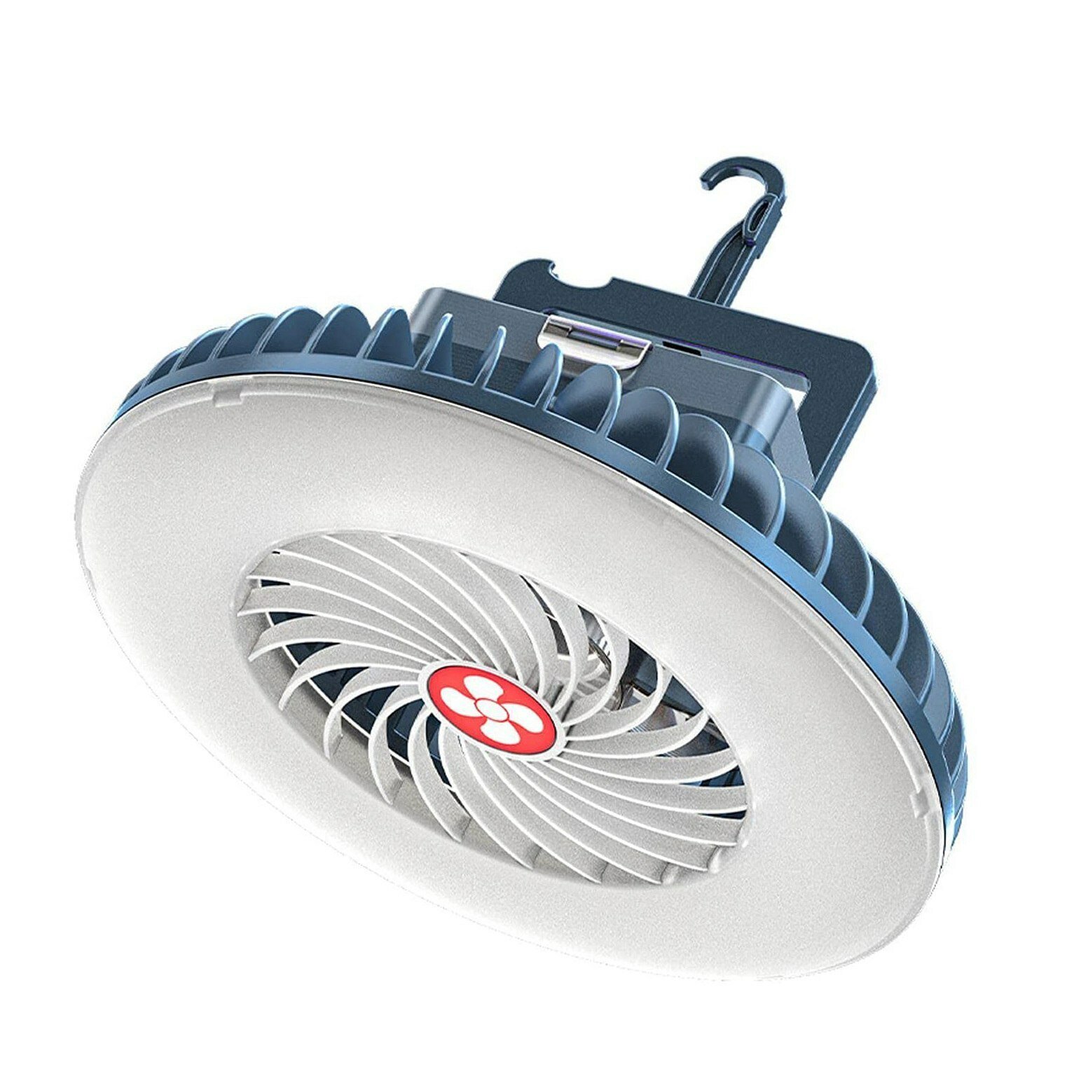Портативный вентилятор, 2 скорости, с LED-подсветкой, складной крючок