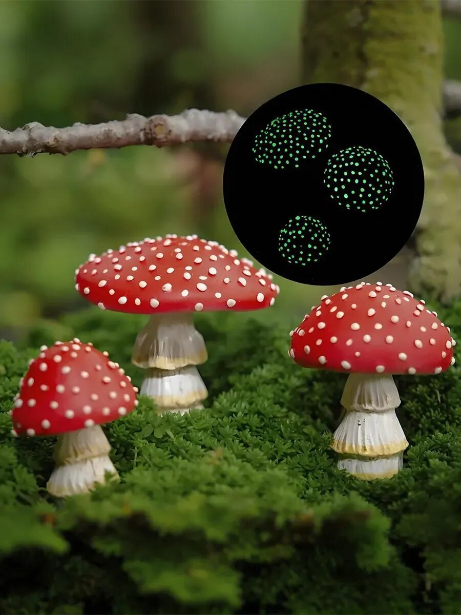 Садовые фигурки для огорода и дачи гриб светящиеся