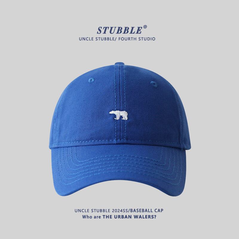 Мужская и женская корейская бейсболка с вышитым изображением белого медведя, с большой окружностью головы, широкими полями и мягким верхом для маленького лица