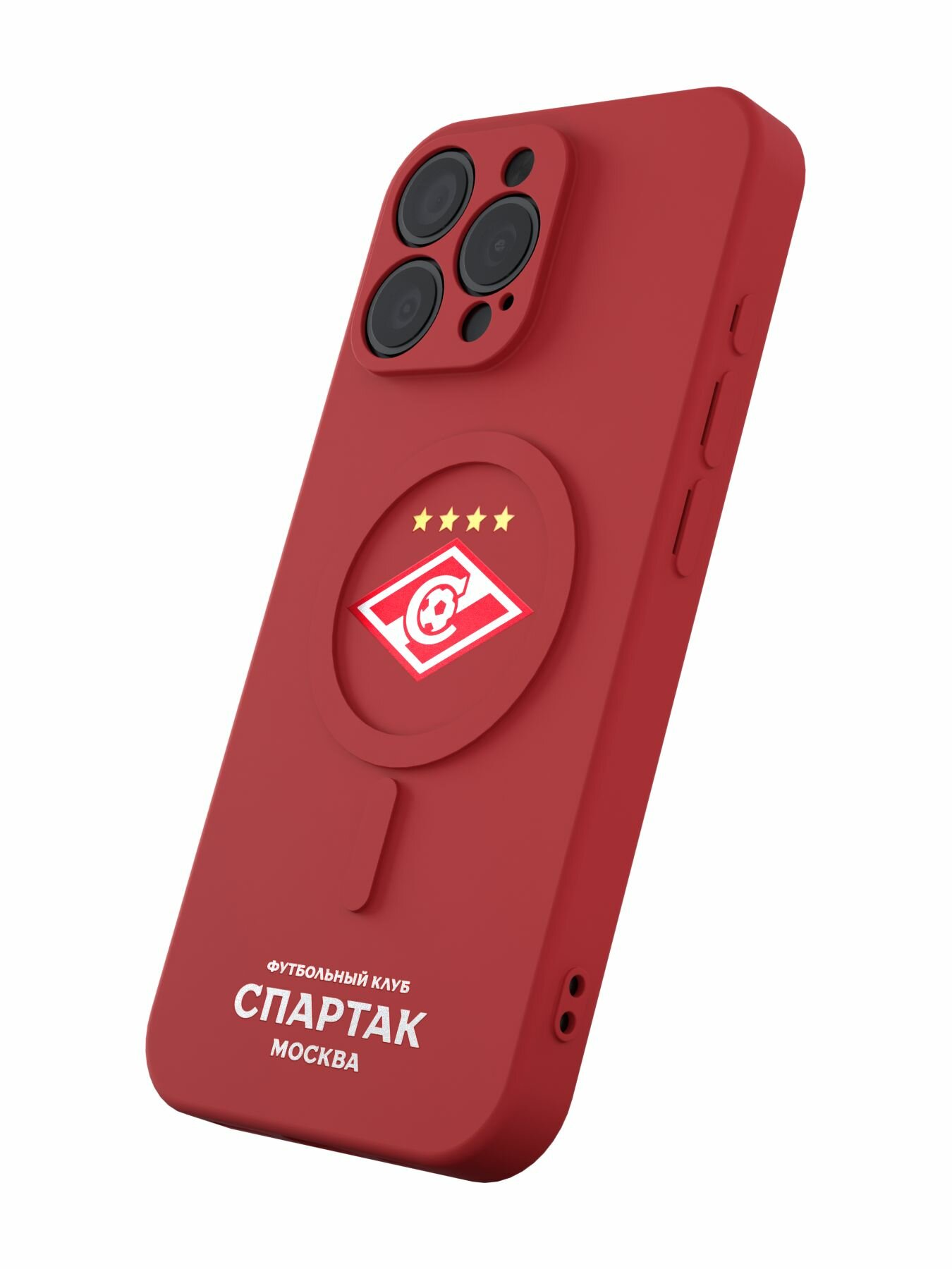 Противоударный силиконовый чехол для iPhone 16 Pro Max (Айфон 16 Про Макс) с Магнитом, с принтом ФК Спартак на красном