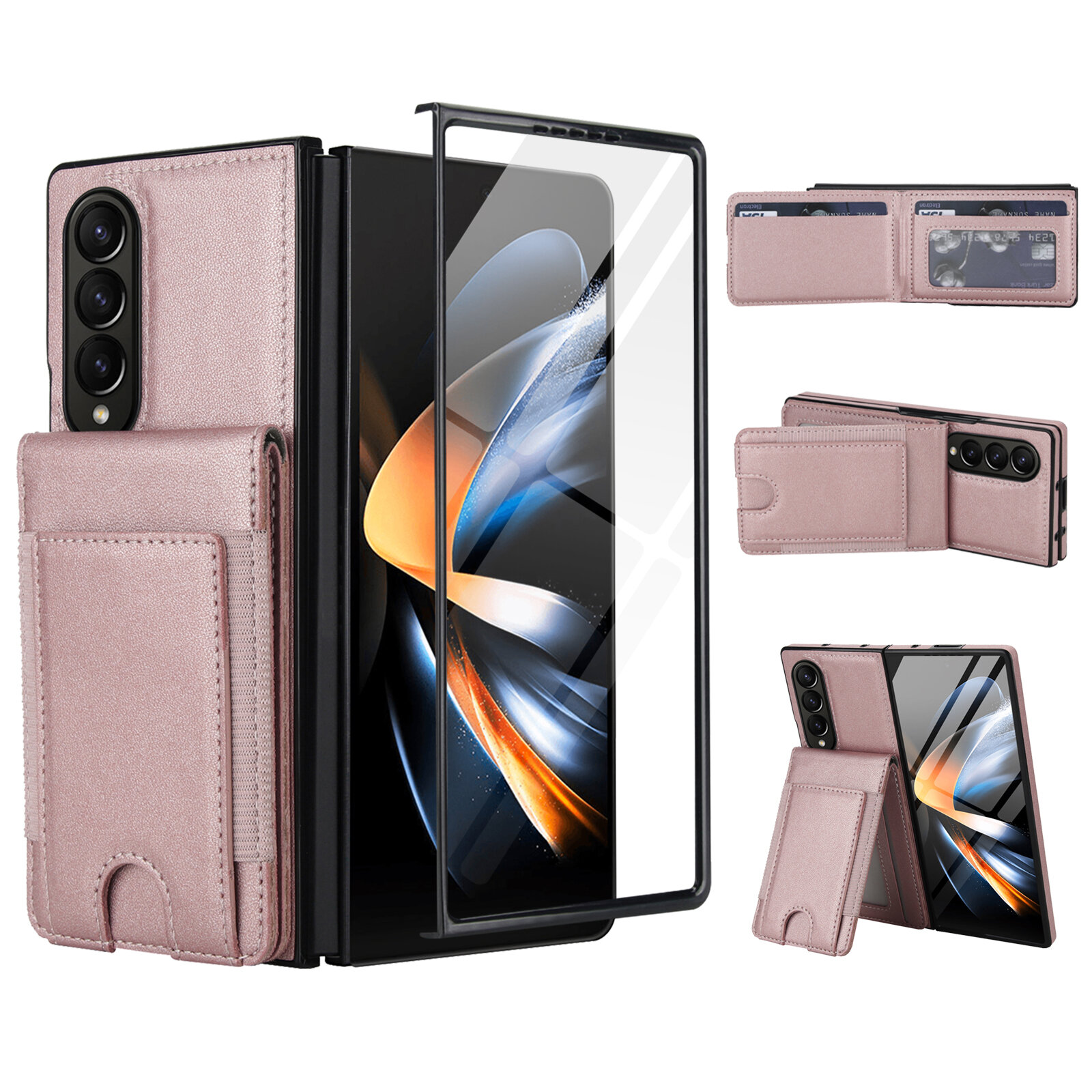 Подходит для Samsung Galaxy Z Fold3 / Самсунг Галакси Z Fold 3 Чехлы для телефонов, складной подставкой для телефона и защитной пленкой для экрана, Z Fold3, подставка, soft touch,360° Полная защита,
