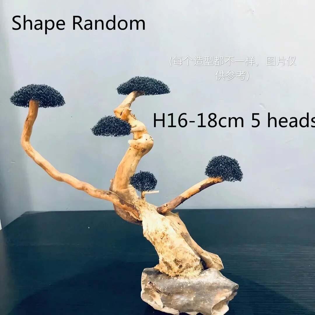 Аквариумный декор: дерево с 5 "головами", H16-20cm