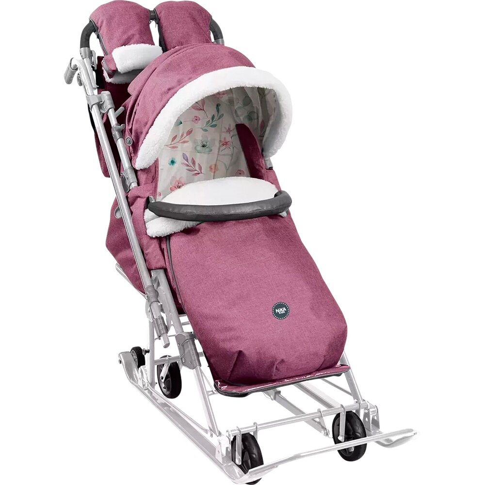 Санки-коляска Nika вересковый, теплые с сумкой и рукавицами (НД7-8К/10)