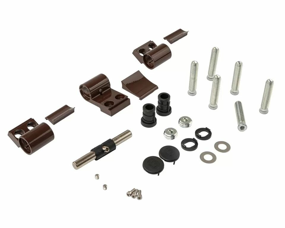 Петля дверная втулочная ELEMENTIS, 3-х секционная, м/о 63, крепление на теплый профиль, коричневая RAL 8017