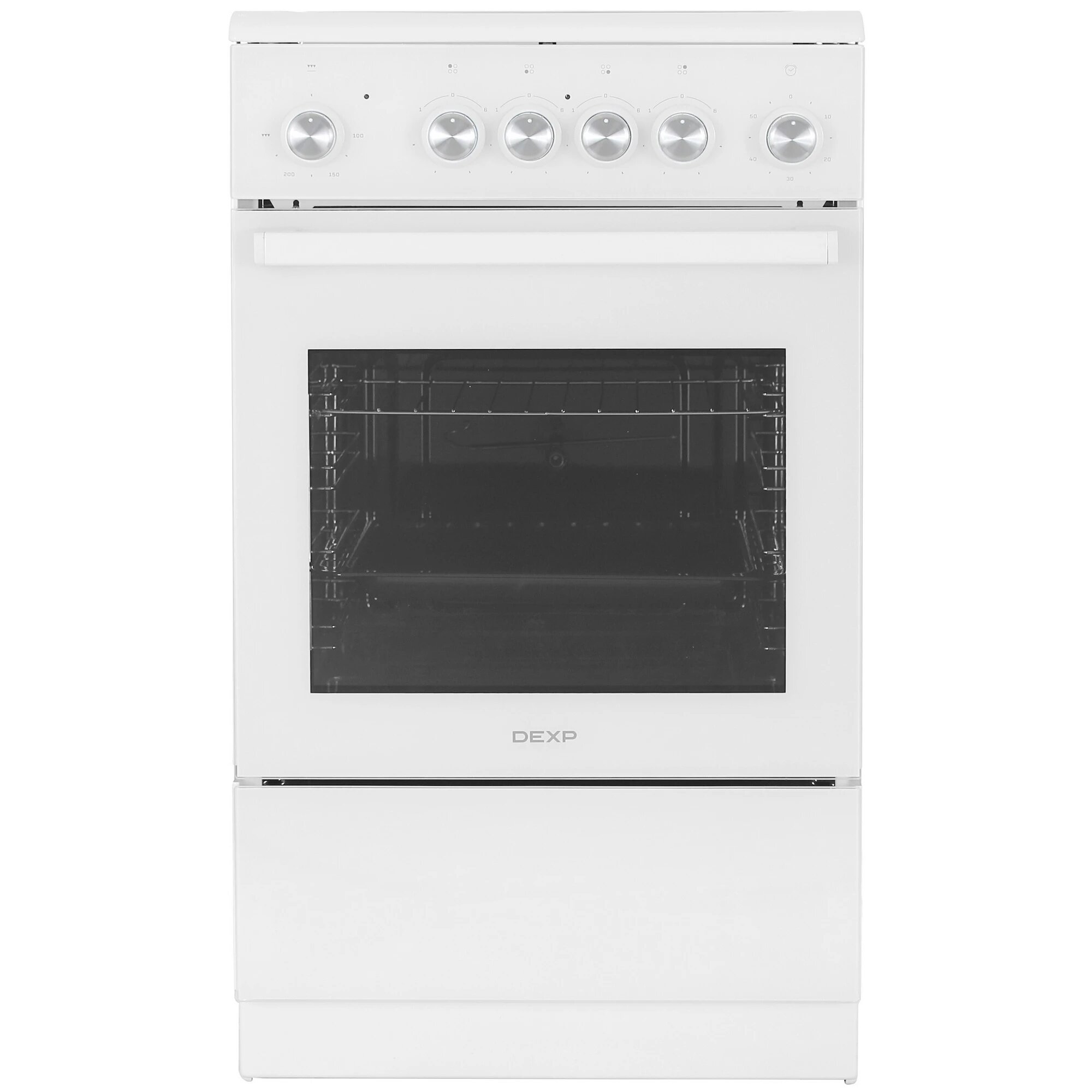 Электрическая плита DEXP E25-1W, 4 конфорки, стеклокерамическая поверхность