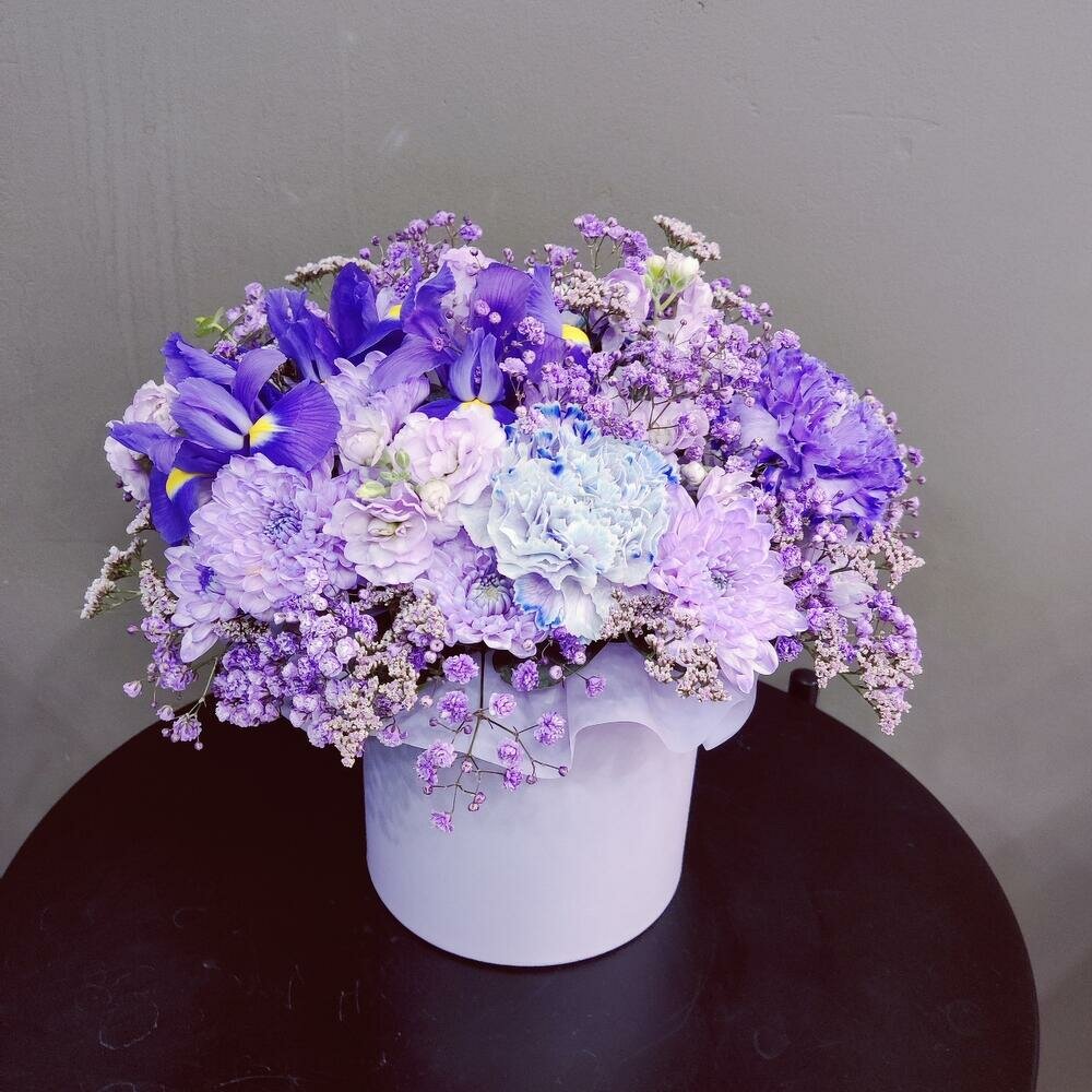 Композиция в коробке Цветочный ЛЕС Ты мой Космос, 25 см, фиолетовый