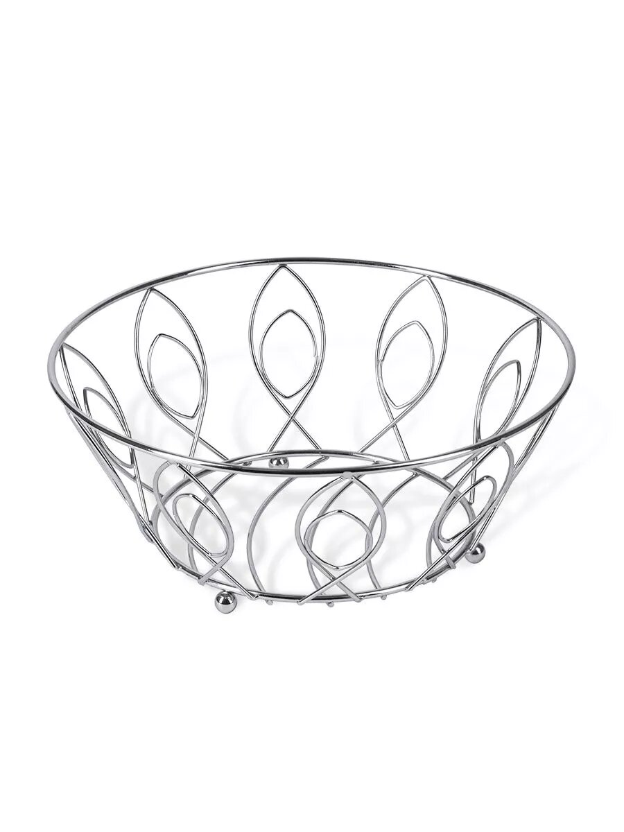 Фруктовница, Pomi d'Oro, металлическая, серебристая, 28см, 1 ярус, круглая