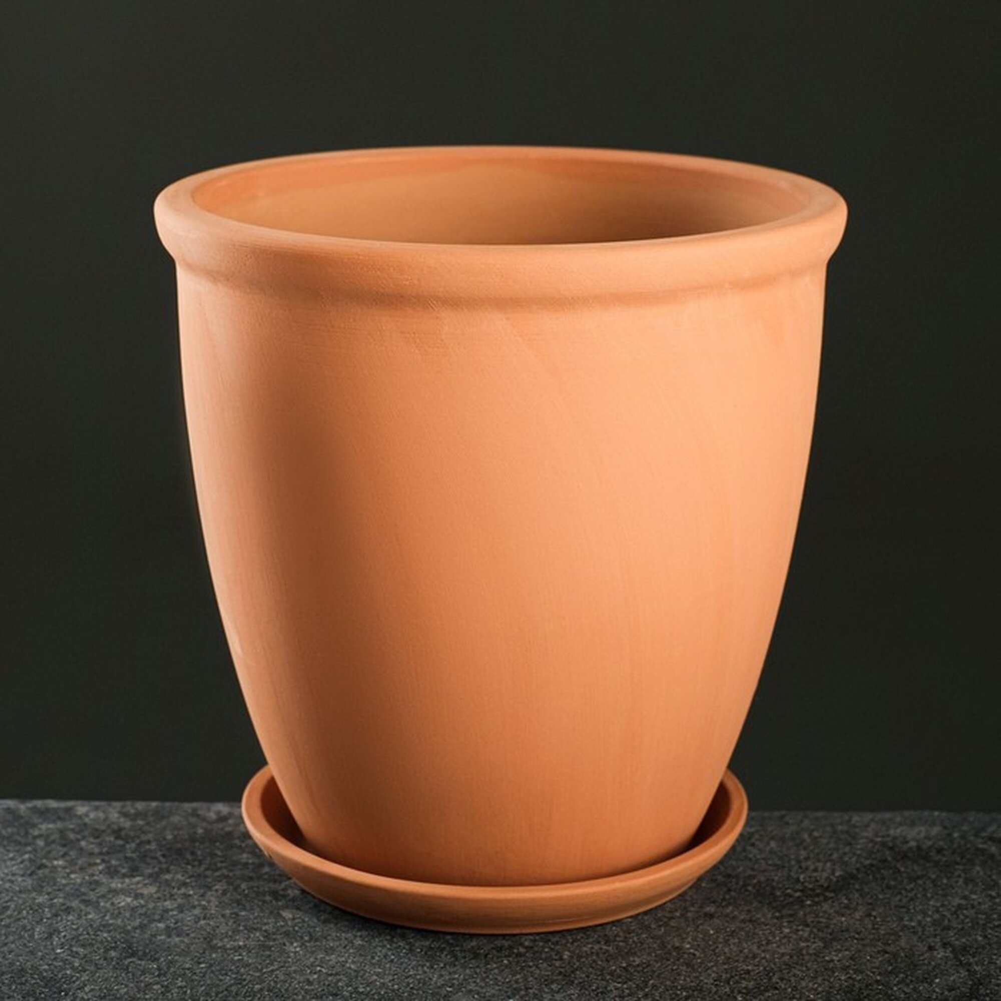 Горшок цветочный Сима-ленд Терра №4, керамика, 3,4л, терракотовый, с поддоном