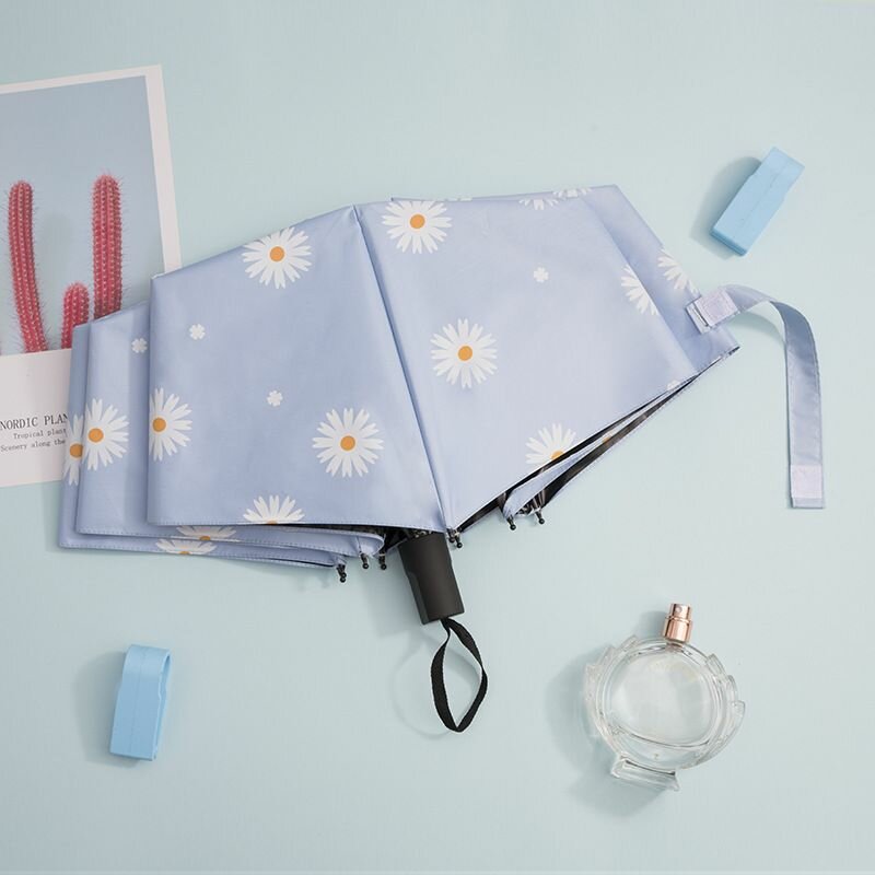 Свежий зонт с ромашками, складной с защитой от УФ-излучения, двойного использования для солнца и дождя, маленький корейский