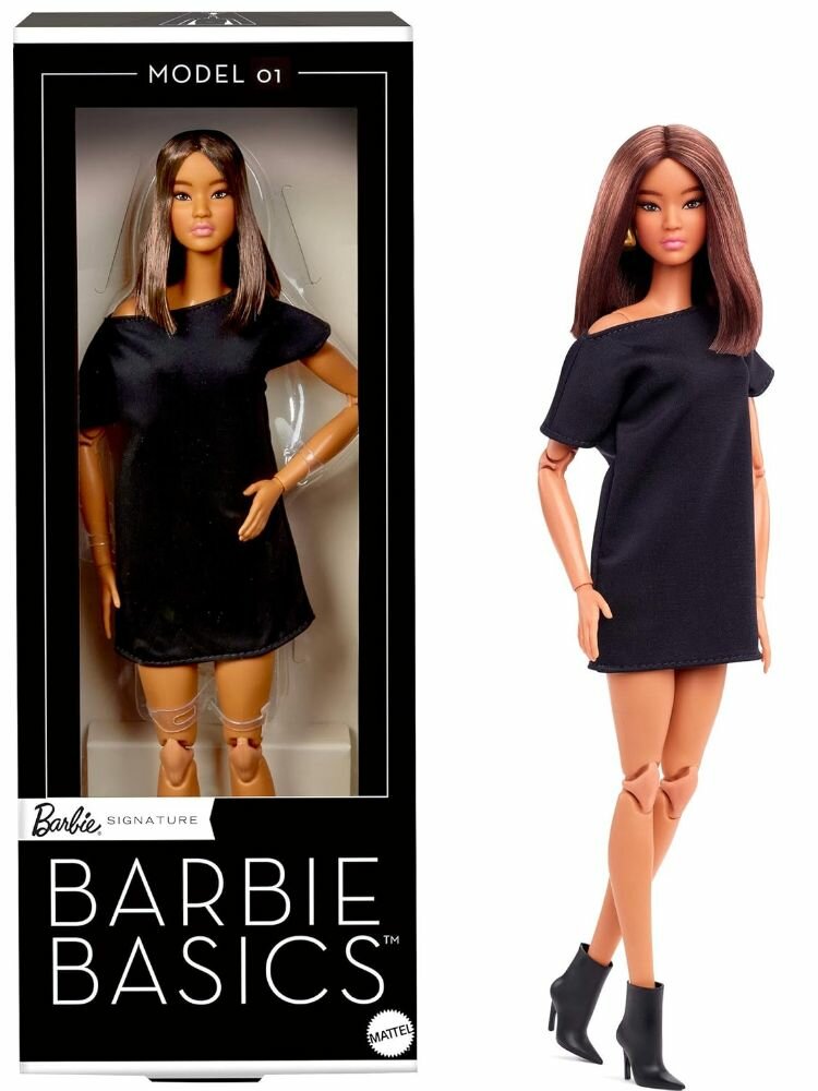 Кукла Barbie, Коллекционная кукла Basics Model 01, Волосы брюнетки, черное мини-платье