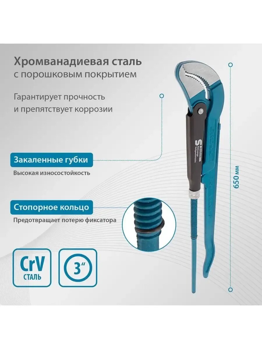 Ключ трубный рычажный 3", цельнокованый, тип S, GROSS 15616