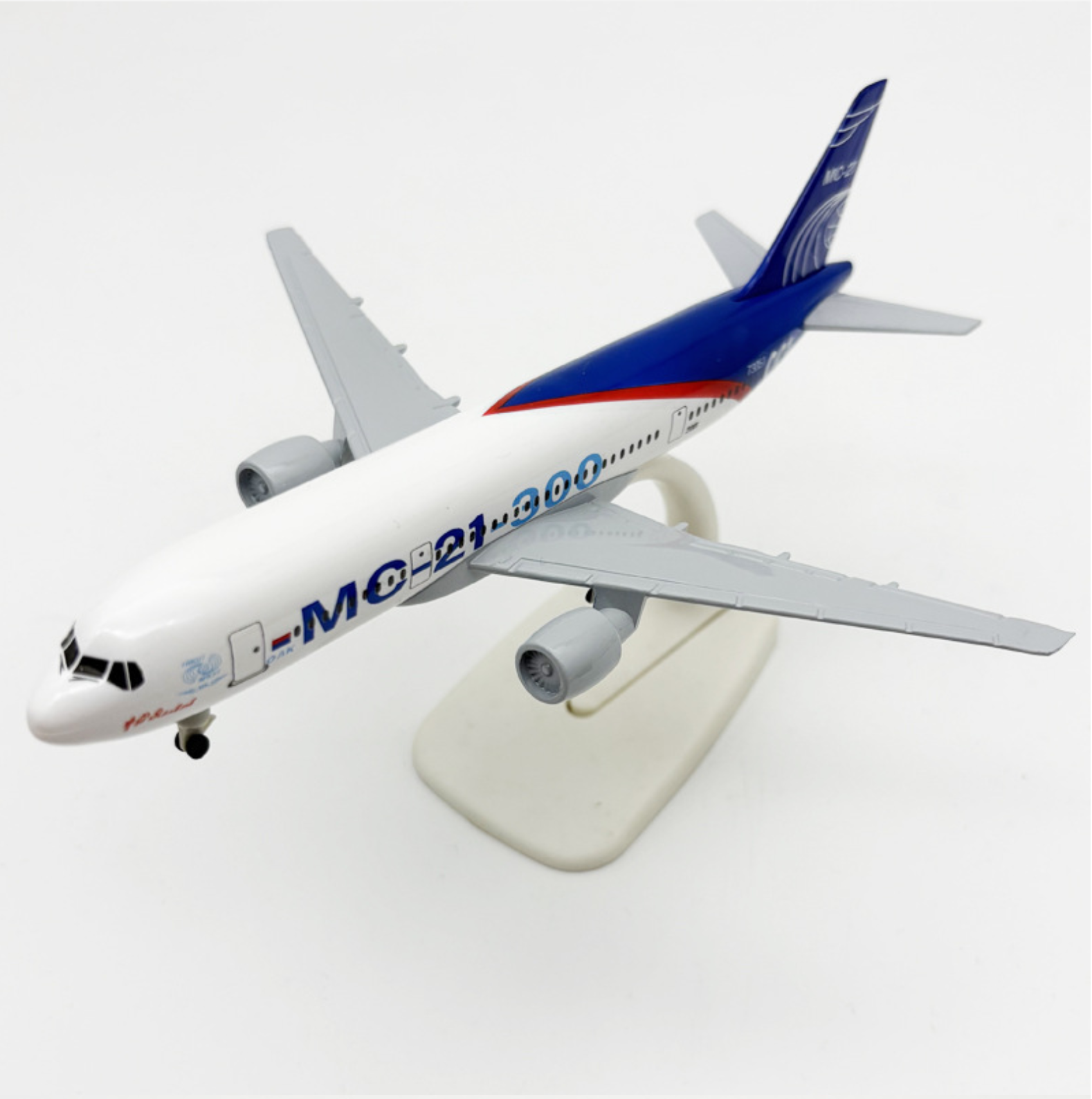 Модель самолета МС-21-300, металл, 20см, реалистичная, на подставке