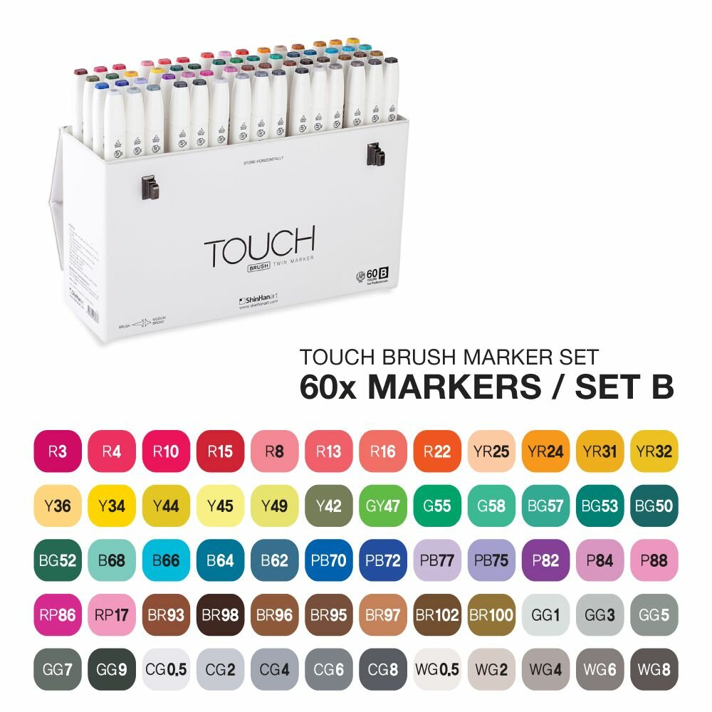 Набор Маркеров BRUSH TOUCH TWIN 60 цветов (B)