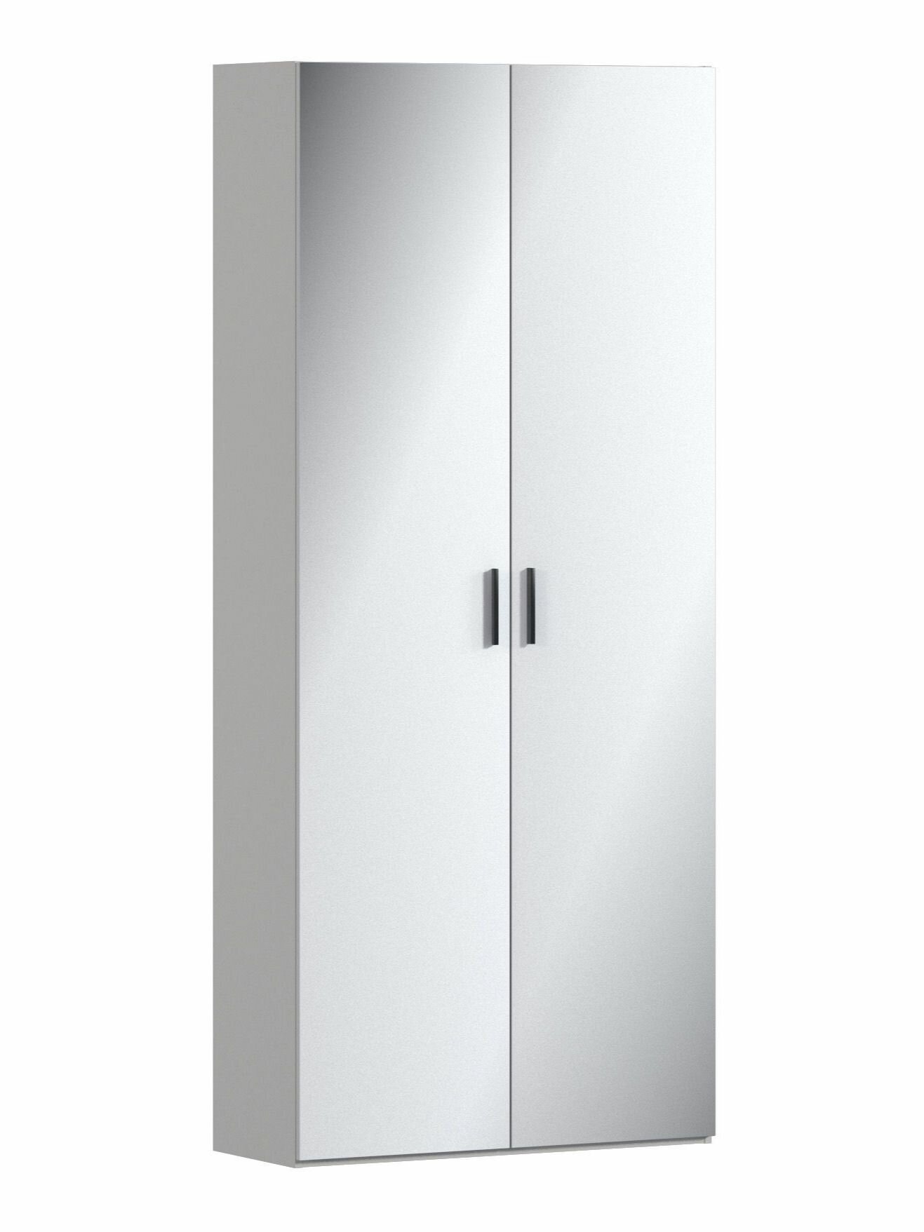 Двухдверный шкаф столплит Милан СБ-3257 с 5 полками, со штангой в гостиную, в прихожую, в спальню, в детскую, Серый/Светло-серый 100х230х38 см.