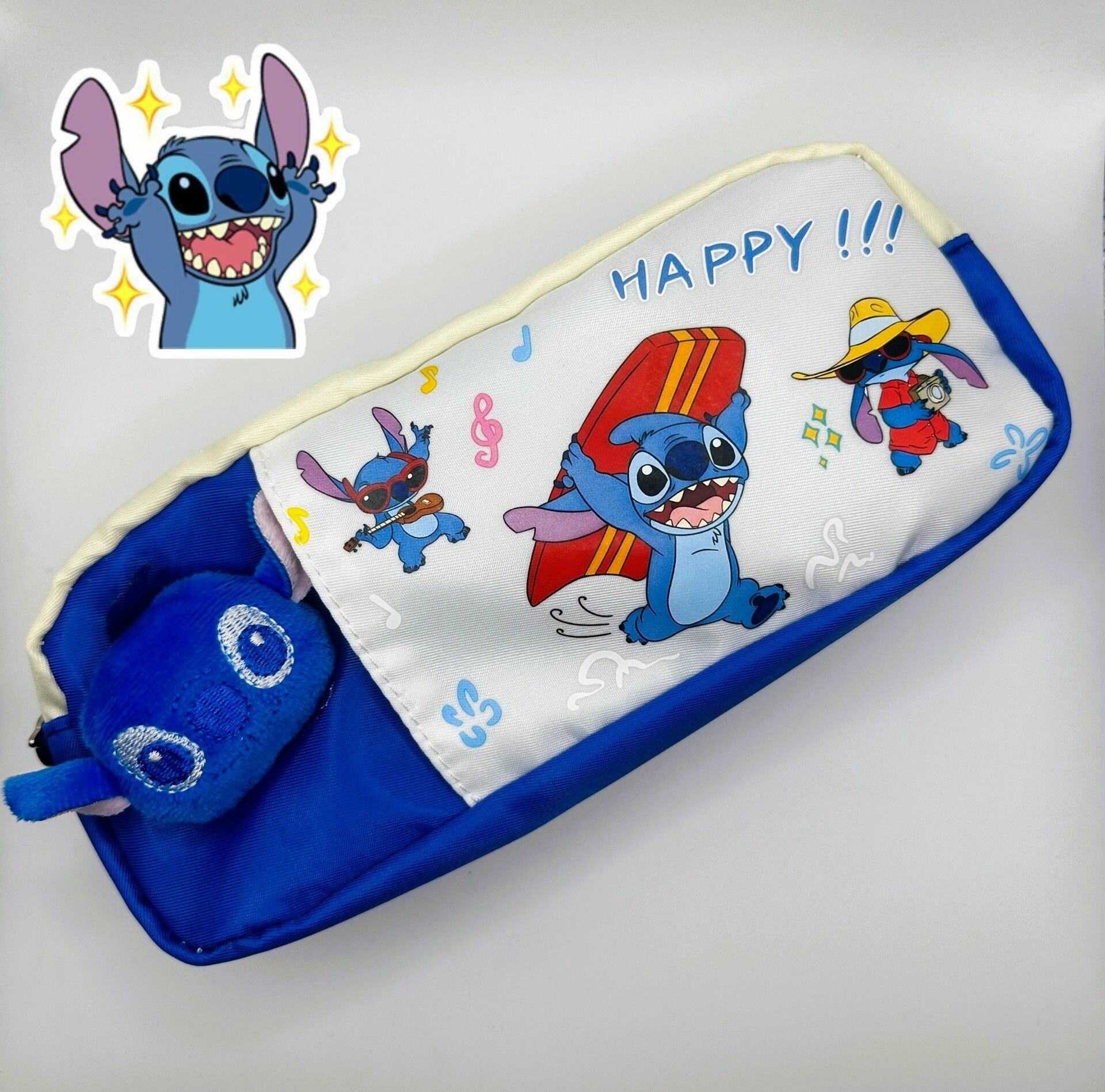 Пенал школьный " Стич " 22 х 10 см ,2 отделения.