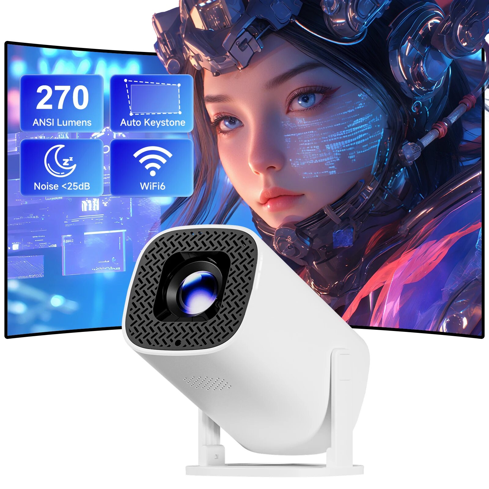 Портативный проектор Salange P30Pro 4K, UK Plug
