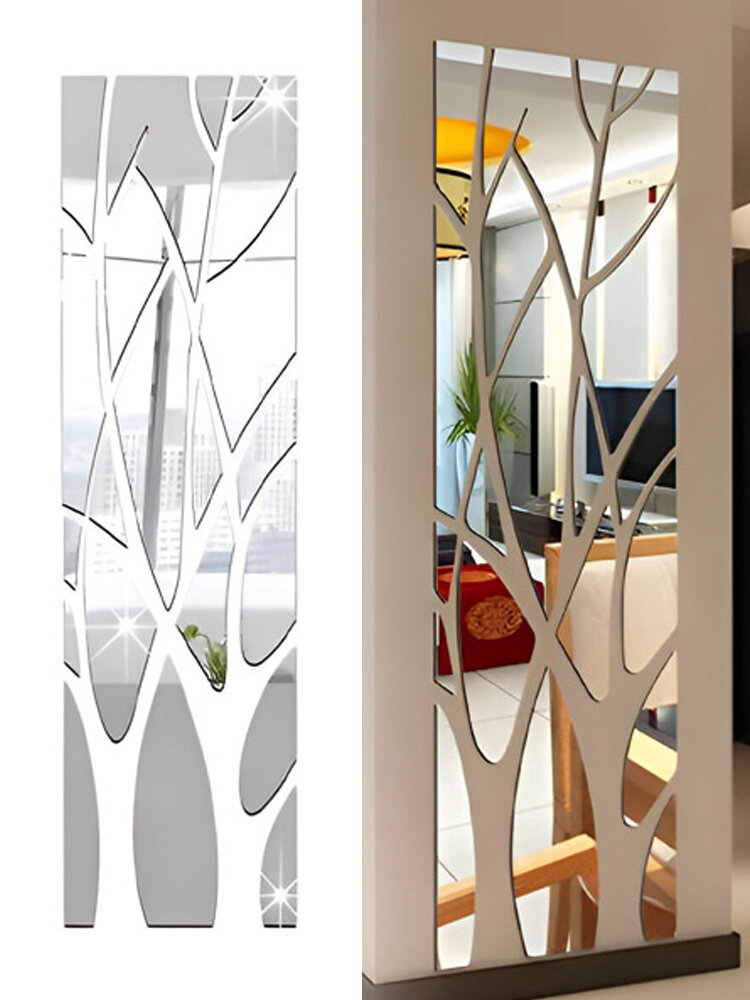 Наклейки для внутренней отделки стен, зеркальное дерево акриловая наклейка на стену,185*50cm, серебро