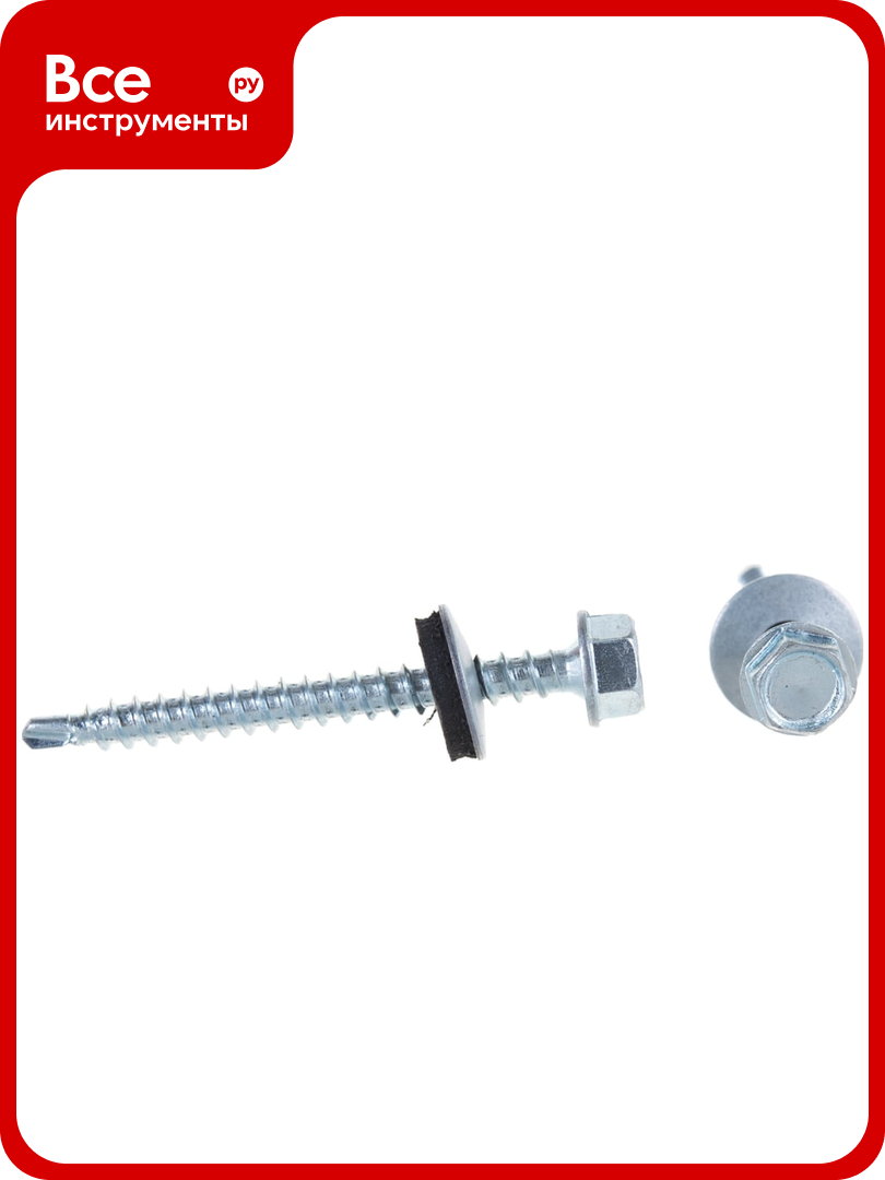 Кровельный саморез VIPкрепеж цинк 89 шт 41006 VIP, оцинкованный стальной, шестигранная головка, сверлильный наконечник