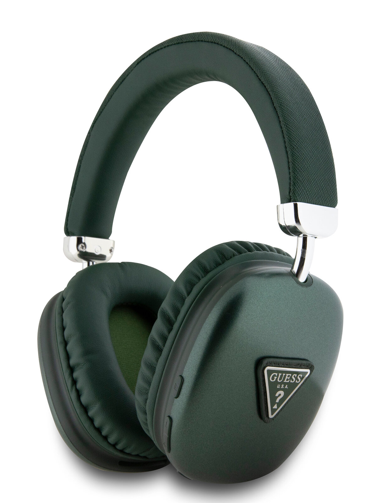 Наушники Guess с обводкой из сафьяновой экокожи, Bluetooth 5.3, с разъемом AUX, хаки