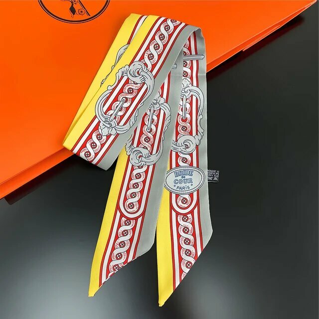 Брендовый шелковый шарф, дизайнерская сумка-цепочка, шарфы, женский модный шейный платок, шарф для женщин, аксессуары для волос, ободки для волос