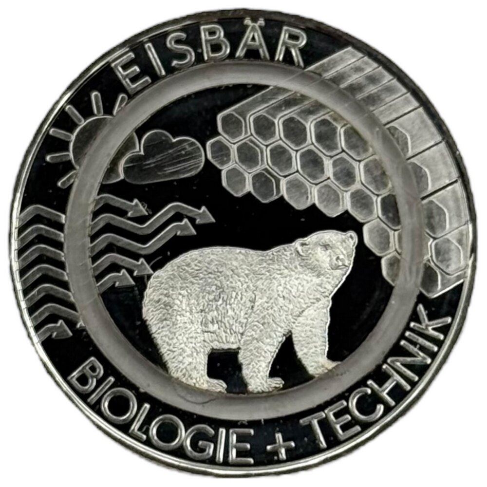 Германия, серебряный жетон "Белый медведь. Биология + техника" 2011-2020 гг. (с сертиф.)