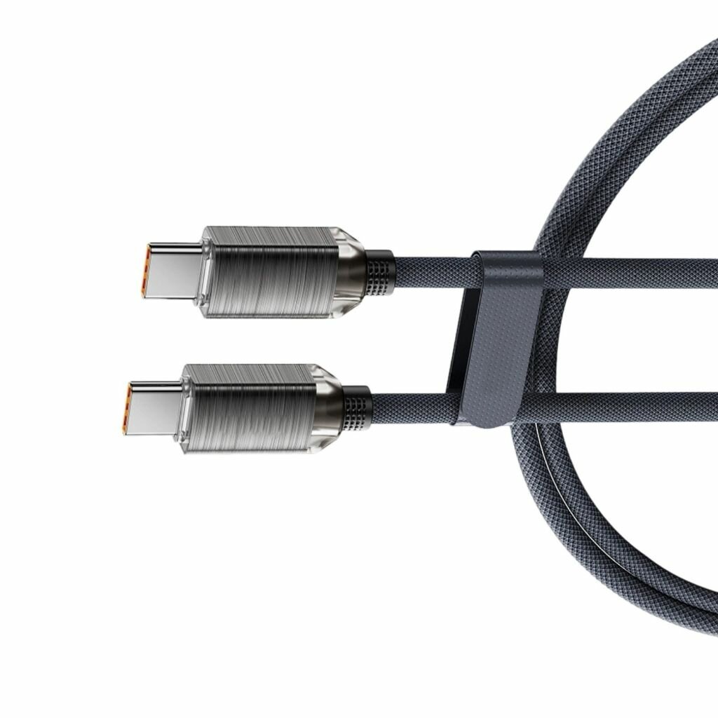 Кабель, C C кристальный алюминиевый зарядный кабель-1м-черный, 1 шт