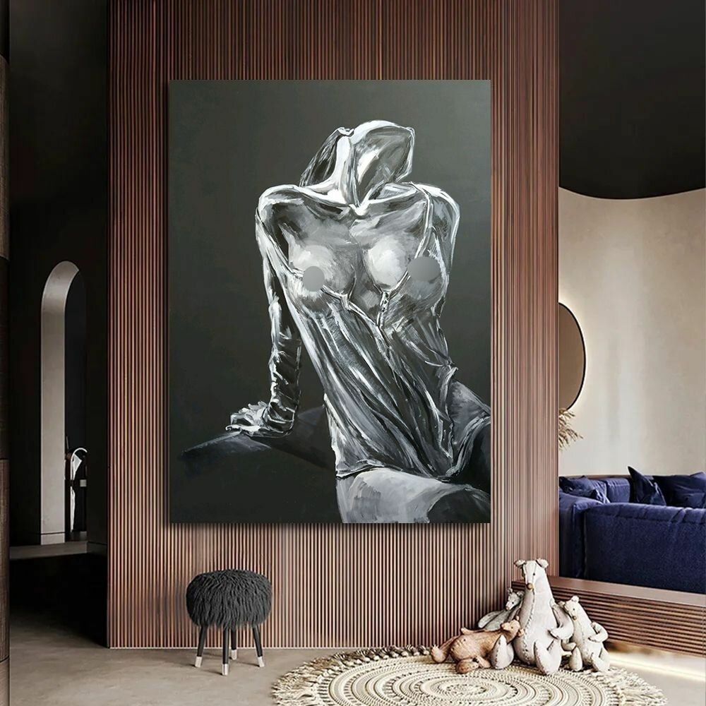 Картина 18+, соблазнительный силуэт девушки, 30х40 см.