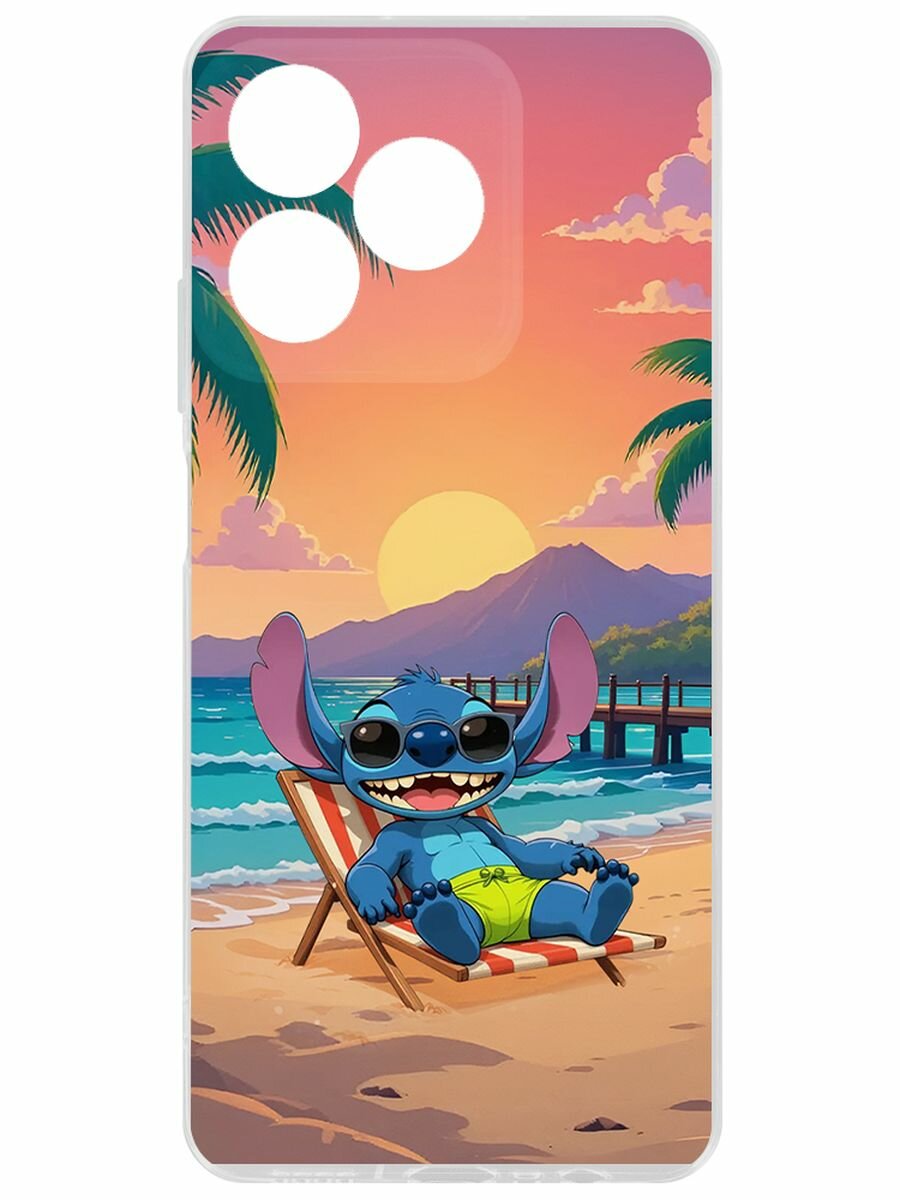 Чехол-накладка Krutoff Clear Case Стич на пляже для Realme C61